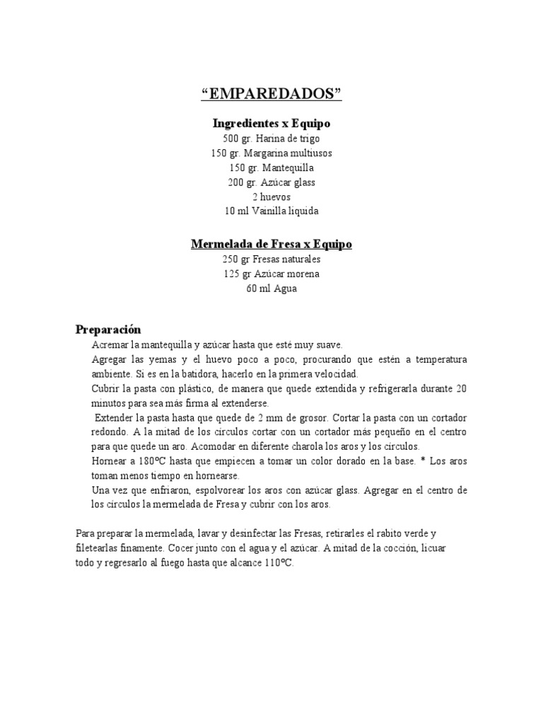 Receta Emparedados | PDF | Cocina, comidas y vino