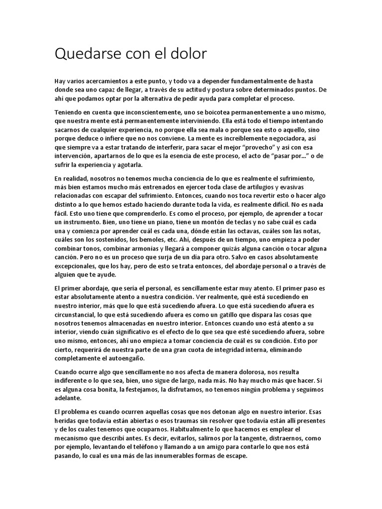 Quedarse Con El Dolor | PDF | Experiencia | Sufrimiento