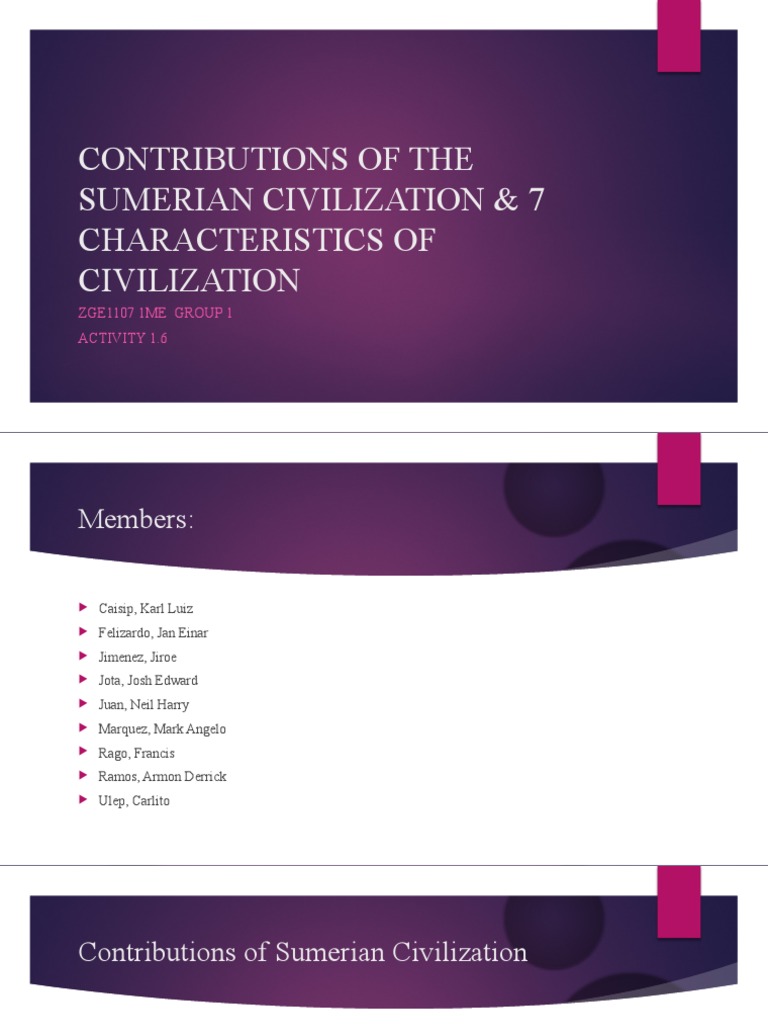 Contributions of The Sumerian Civilization 7 Characteristics | PDF