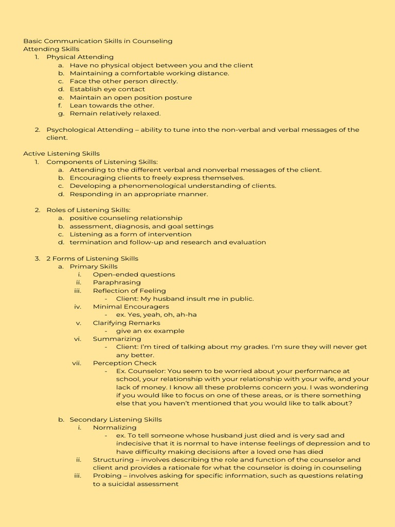 Essential Counseling Communication Skills | PDF | Nonverbal ...