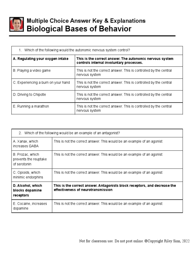 Unit 2 Multiple Choice Answer Key Explanations | PDF | Sleep ...