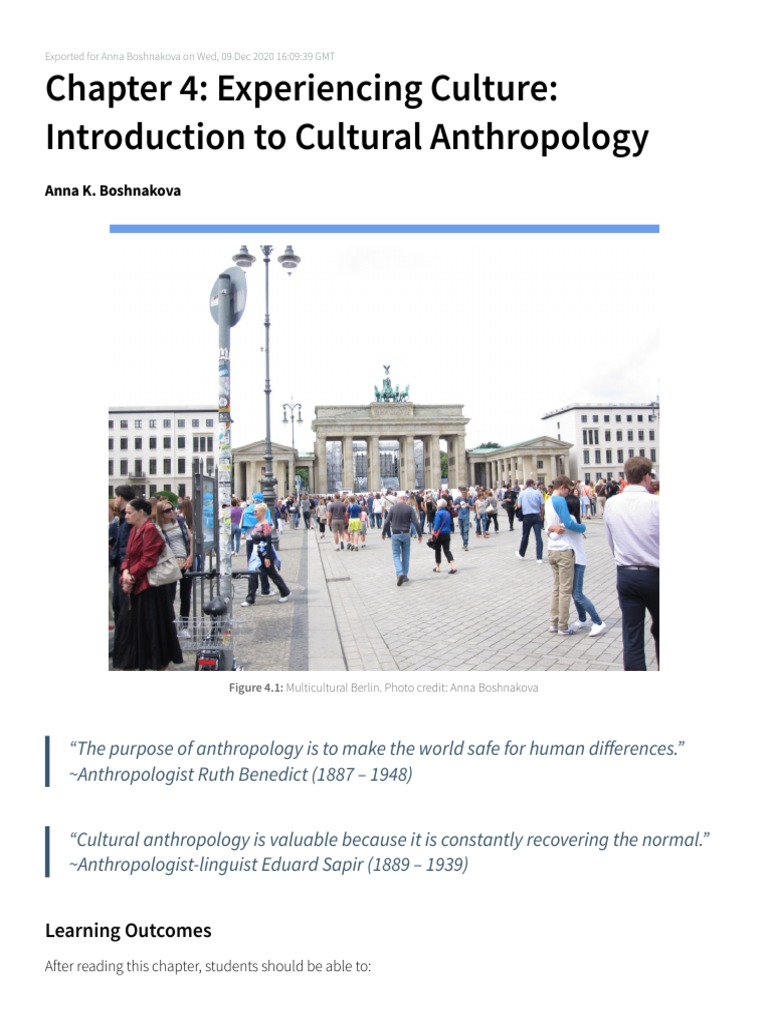 Chapter 4: Experiencing Culture: Introduction To Cultural Anthropology ...