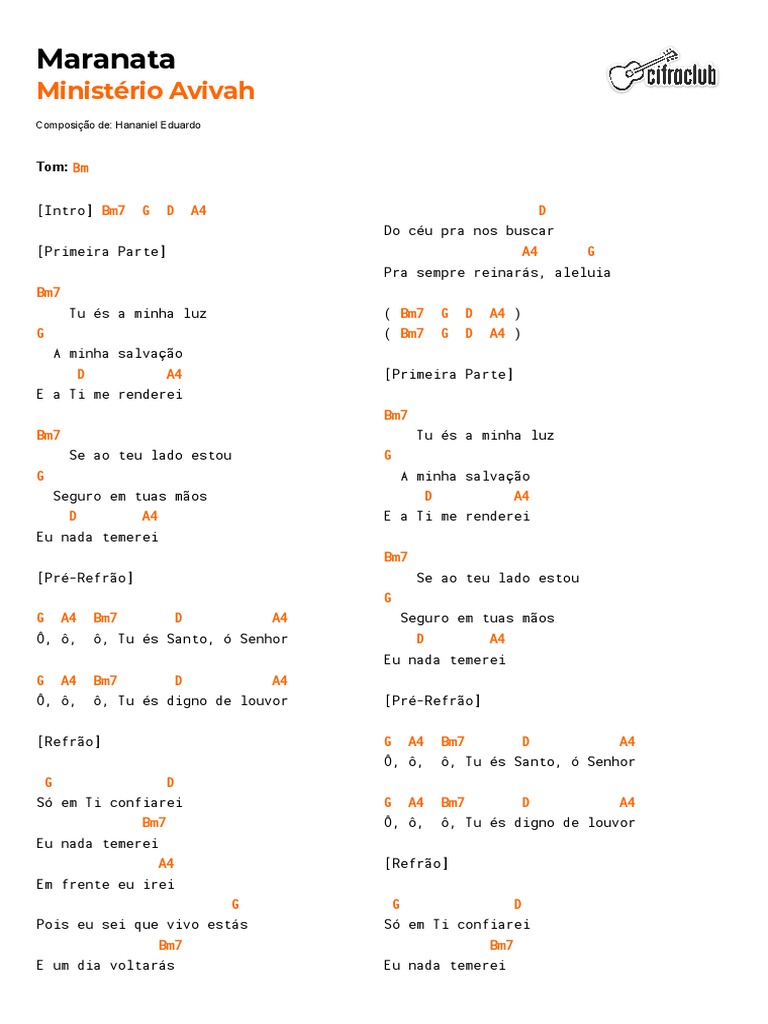 Letra e Acordes de "Maranata" - Ministério Avivah | PDF