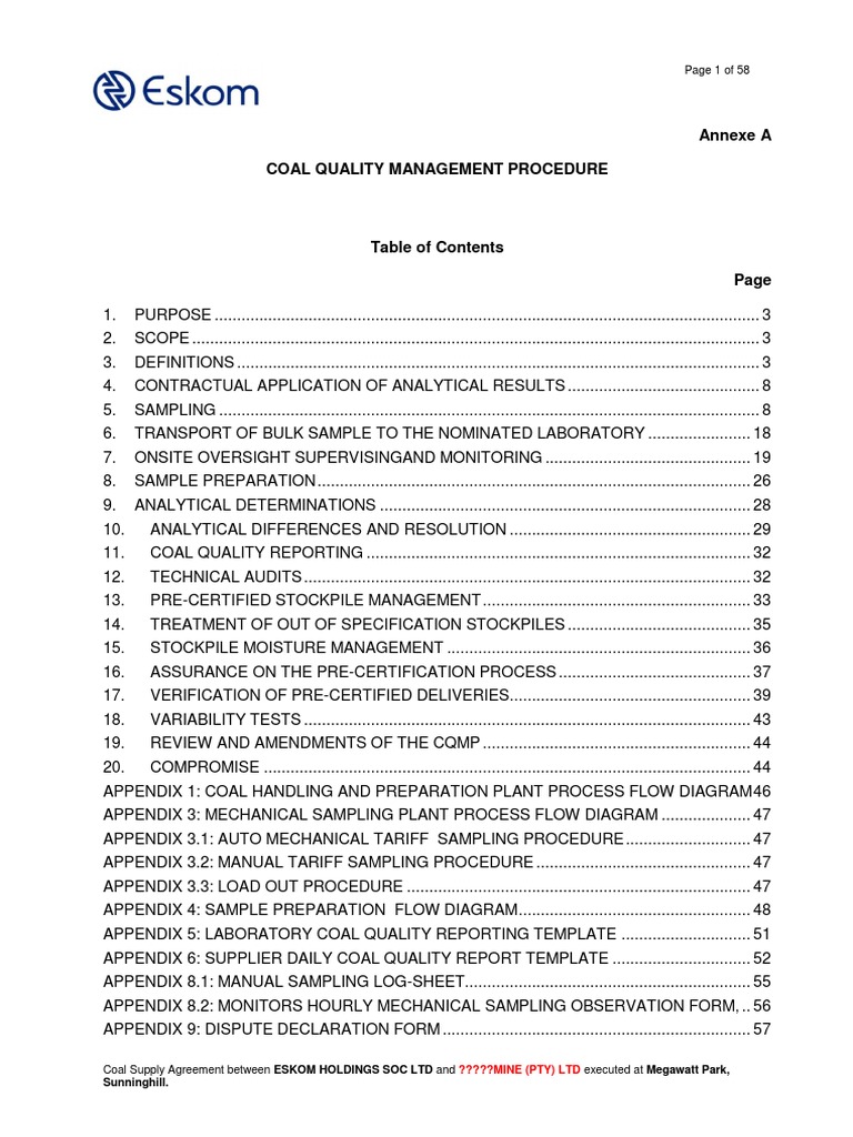 Coal Quality Management Procedure | PDF | Coal