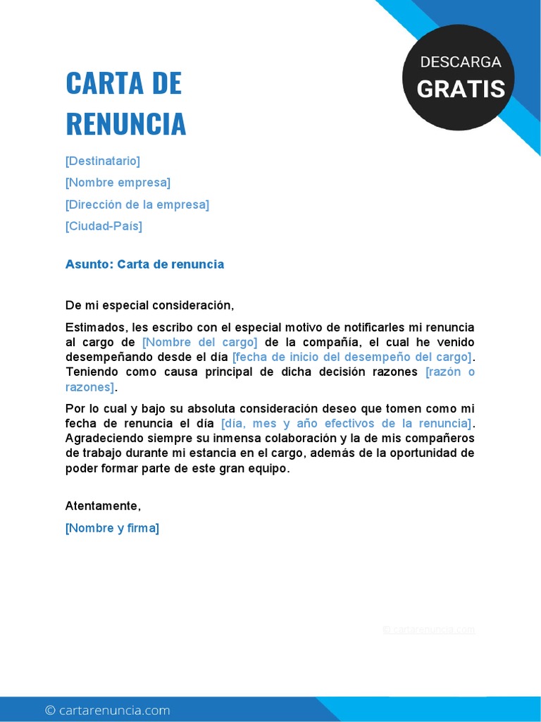 Modelo Carta Renuncia Cargo Directivo | PDF