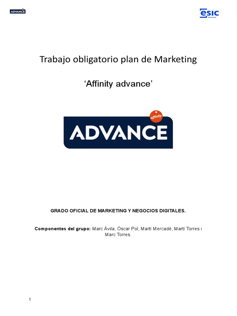 Plan de Marketing (Affinity Advance) | PDF | Facebook | Marca