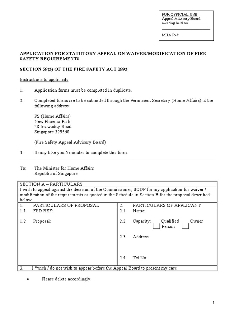 SCDF Application-Form-For-Waiver-Appeals | PDF