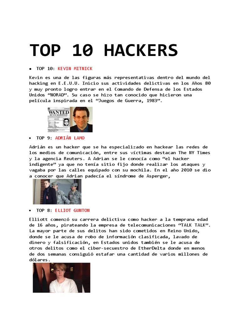Top 10 Hackers | PDF | Hacker de seguridad | Cibercrimen