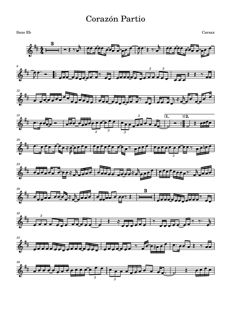 Corazón - Partio - Versión Salsa - Eb | PDF
