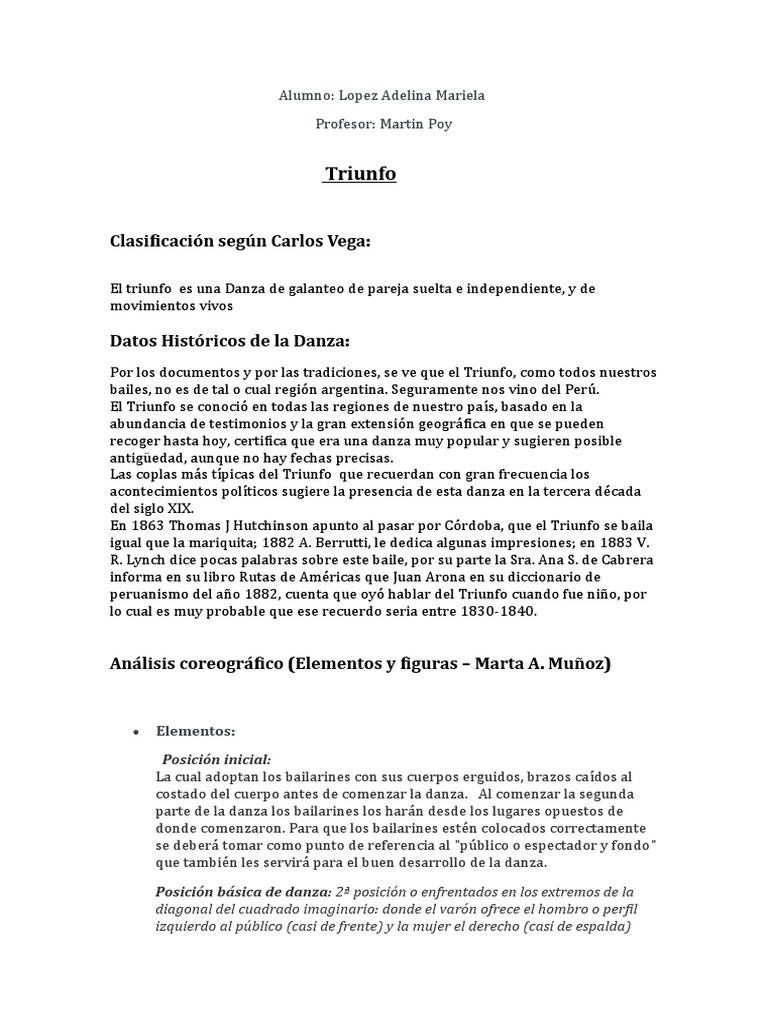 Coreografía de la Danza El Triunfo | PDF | Bailes | Mano