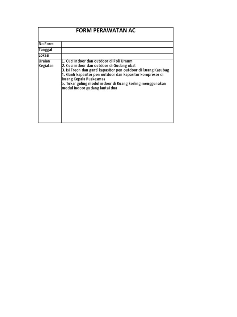 Form Perawatan AC | PDF