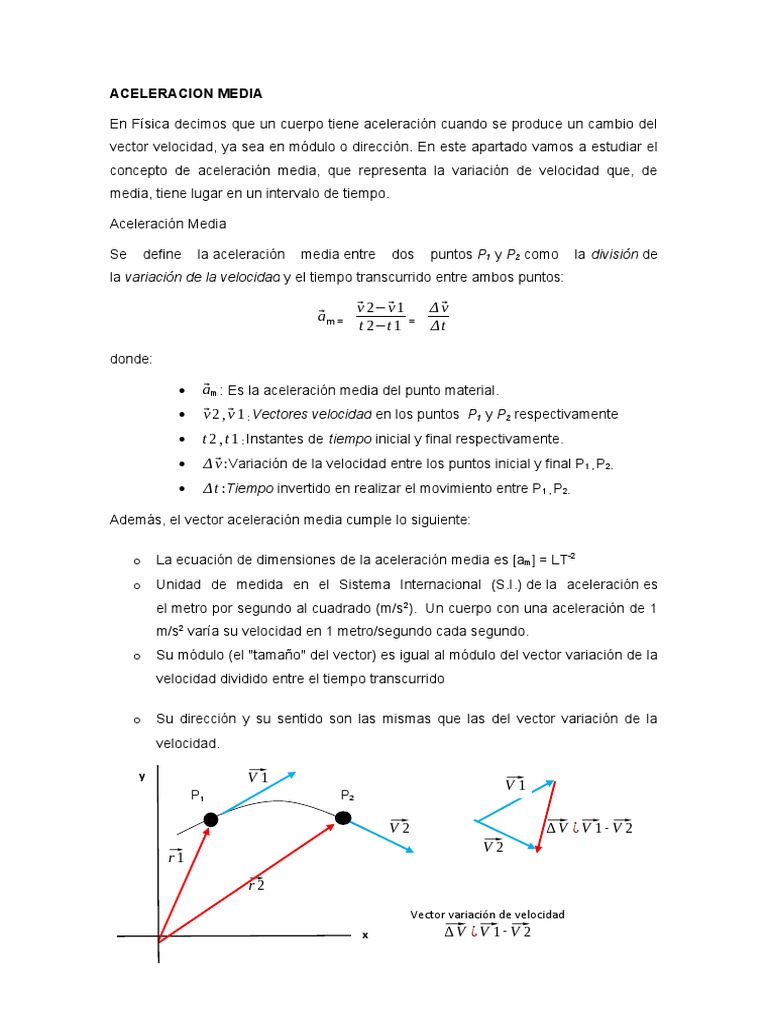 Aceleracion Media | PDF | Aceleración | Velocidad