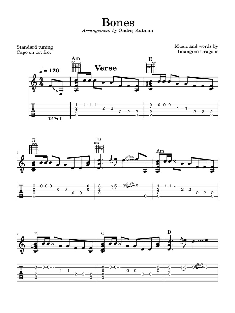 Bones (TABS) | PDF | Chordophones | European Musical Instruments