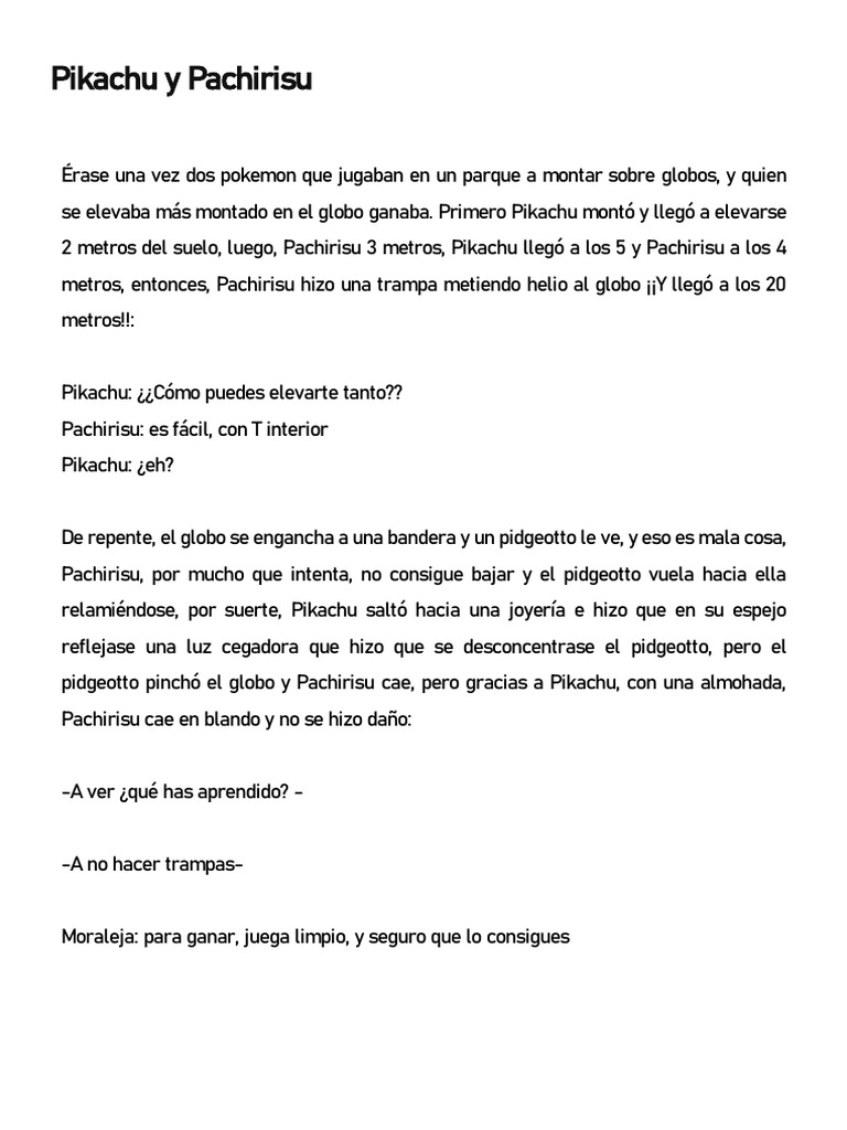 Cuentos de Pokémon para Niños | PDF