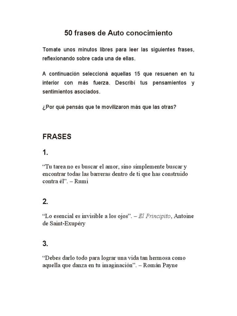 50 Frases de Auto Conocimiento | PDF