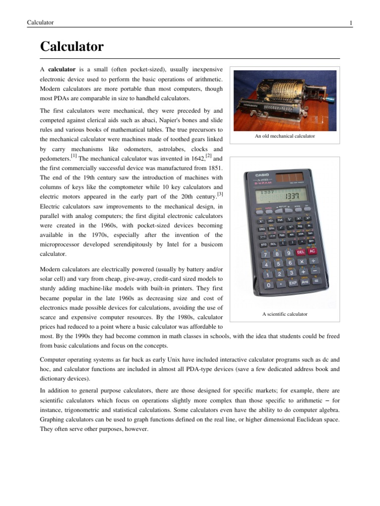 A Calculator | PDF | Calculator | Teaching Mathematics