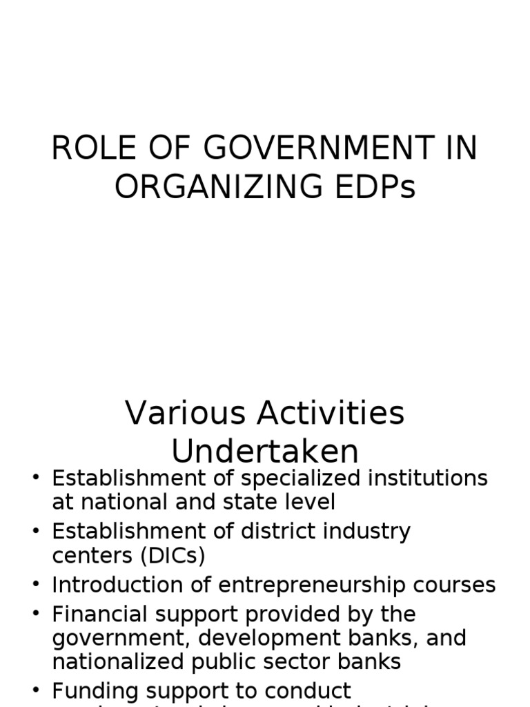 Role of Government in Organizing Edps | Download Free PDF ...