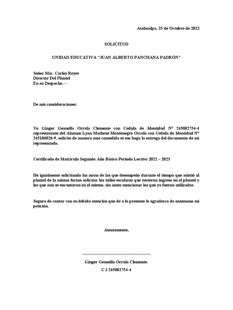 Solicitud de Notas | PDF