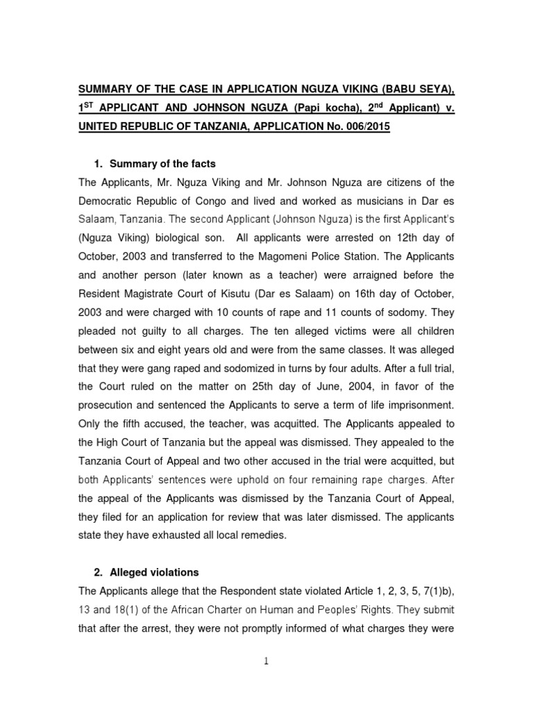 Case Summary - 006-2015 MR Nguza Viking and MR Johnson Nguza V United ...