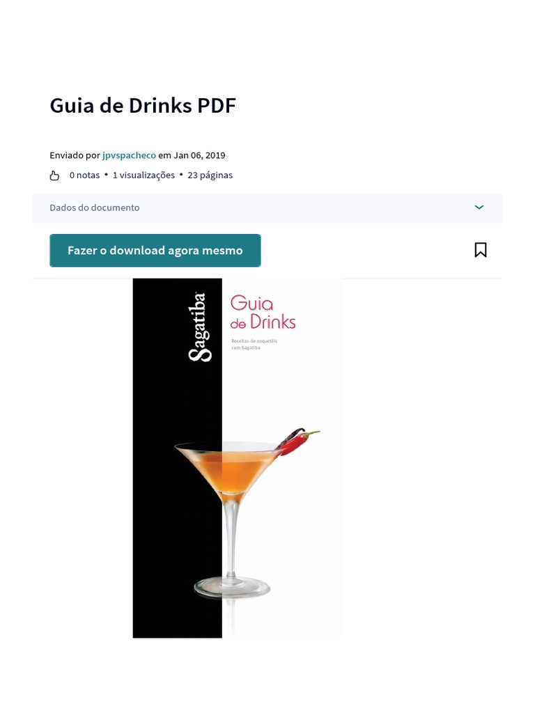 Guia de Drinks PDF - PDF - Limão - Bebidas Não Alcoólicas | PDF | Coquetéis | Bebidas não alcoólicas