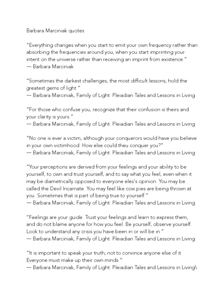 Barbara Marciniak Quotes | PDF | Wisdom | Experience
