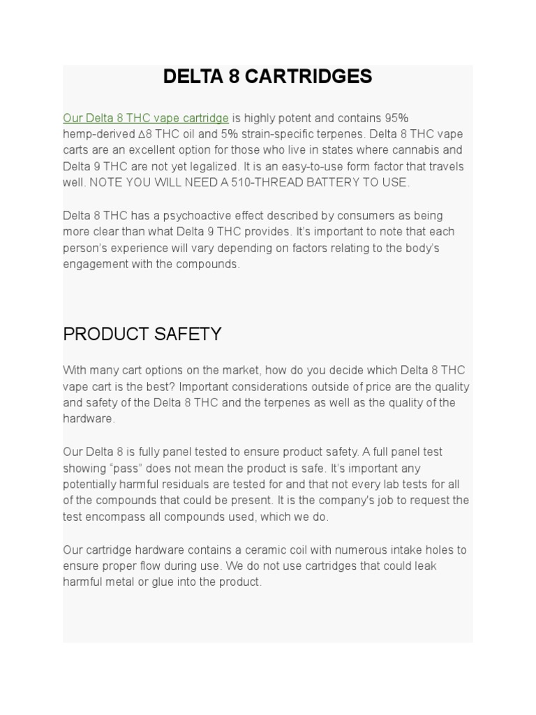 Delta 8 Cart | PDF | Tetrahydrocannabinol | Electronic Cigarette