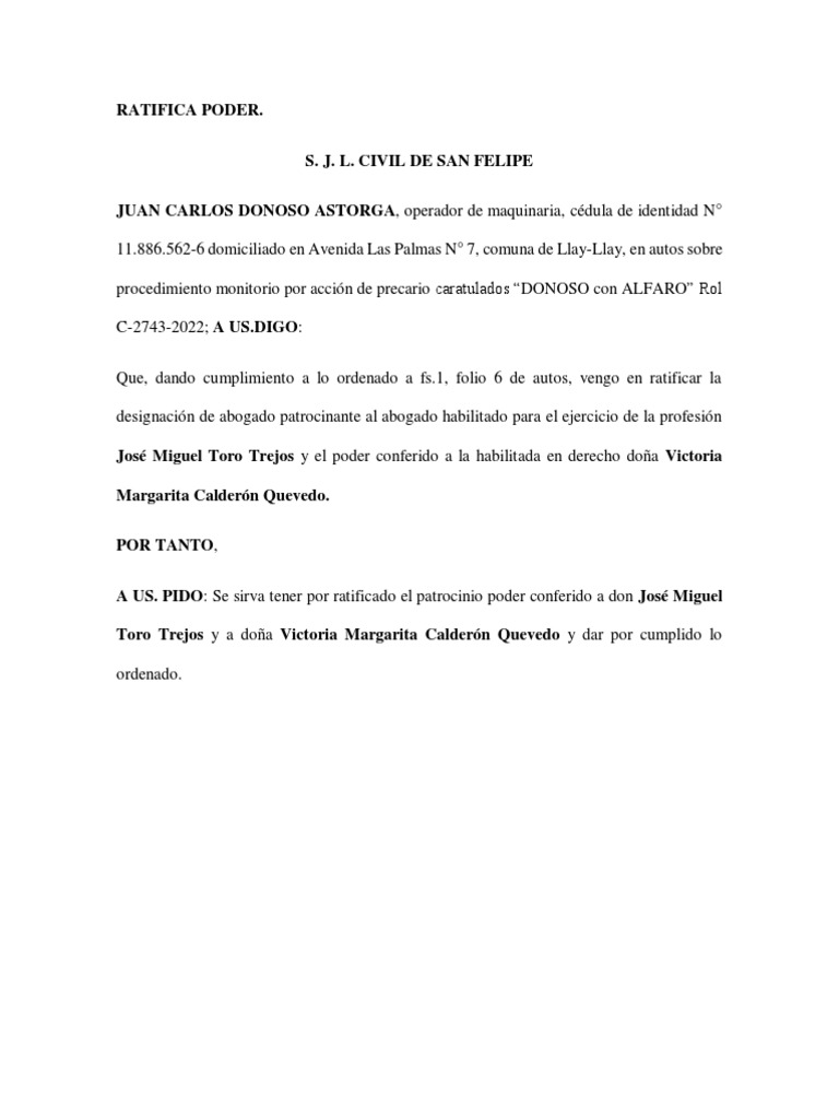 Ratifica Poder Ojv | PDF