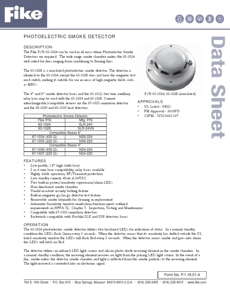Photoelectric Smoke Detector P.1.18.01-4 | PDF | Light Emitting Diode ...