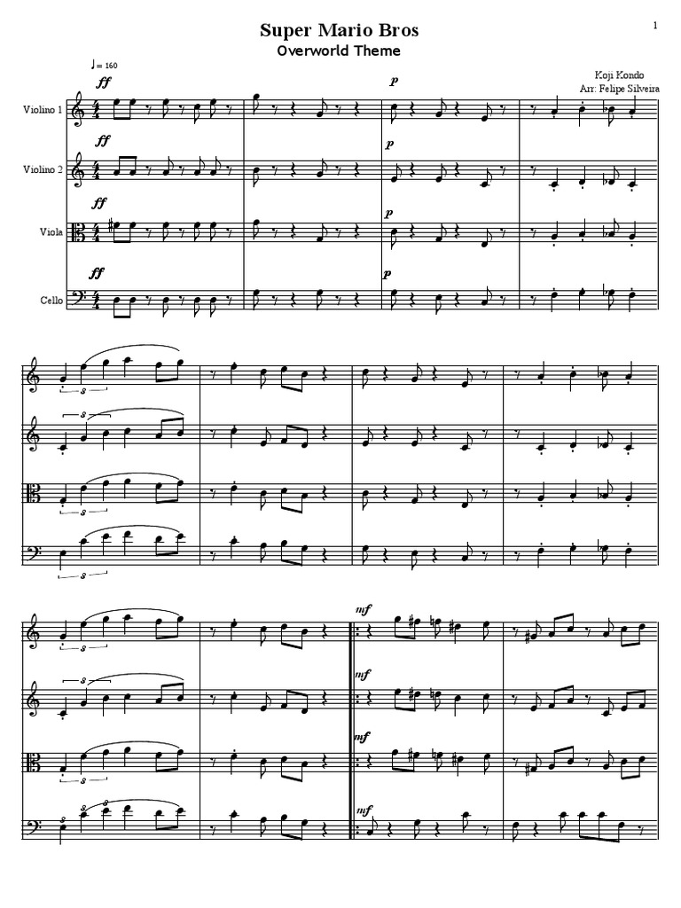 Super Mario Bros (Overworld Theme) - Quarteto de Cordas | PDF