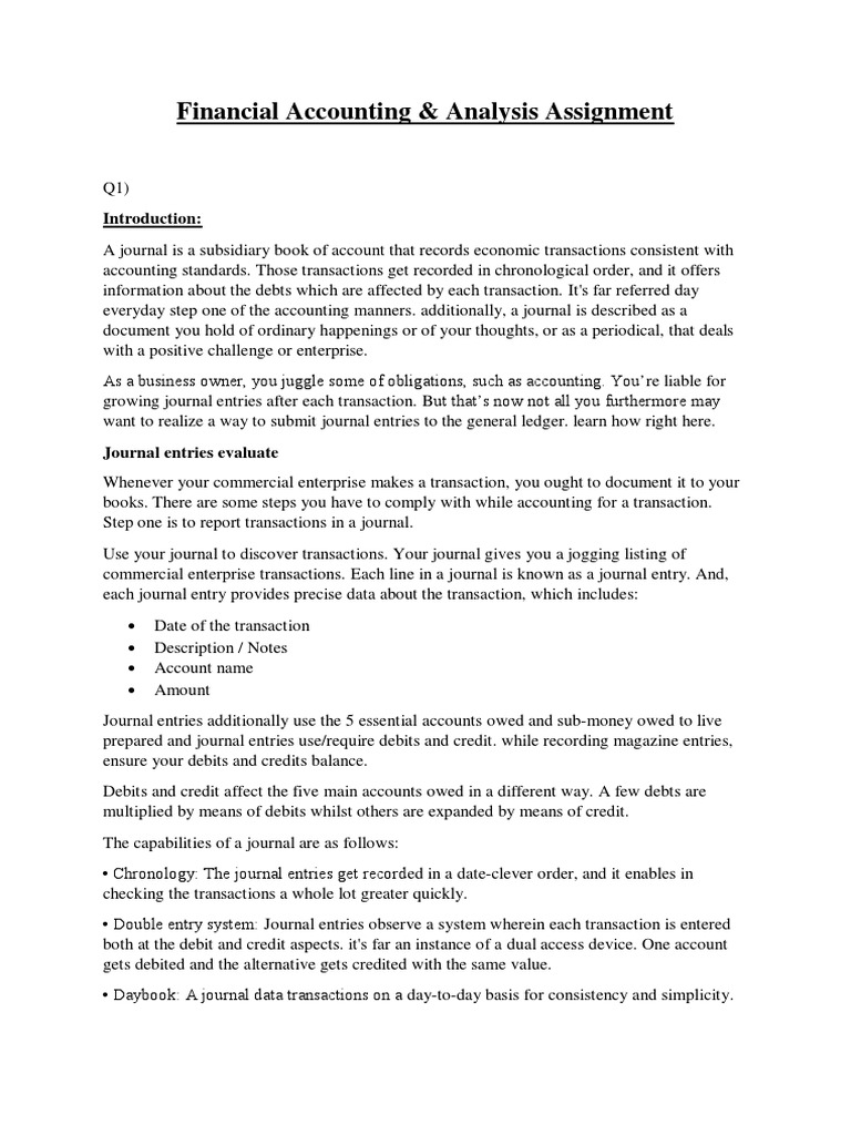 Financial Accounting Analysis Assignment | PDF | Debits And Credits ...