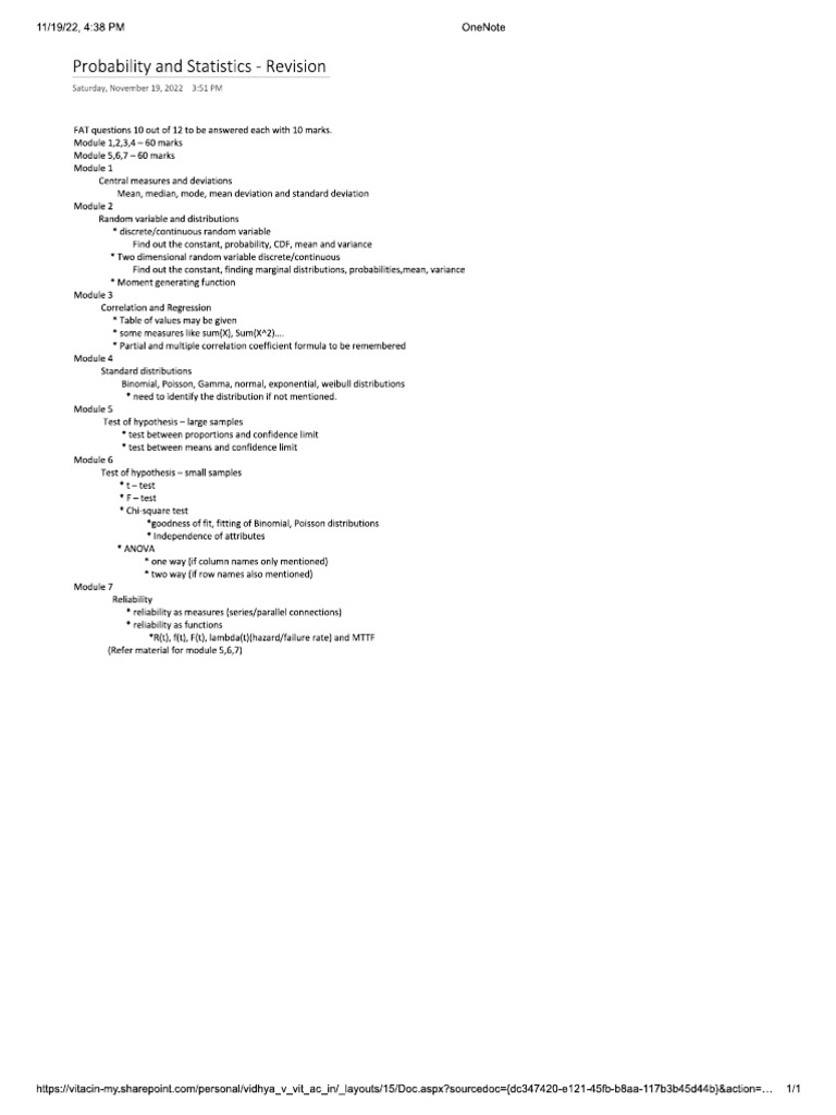 Statistics Revision | PDF