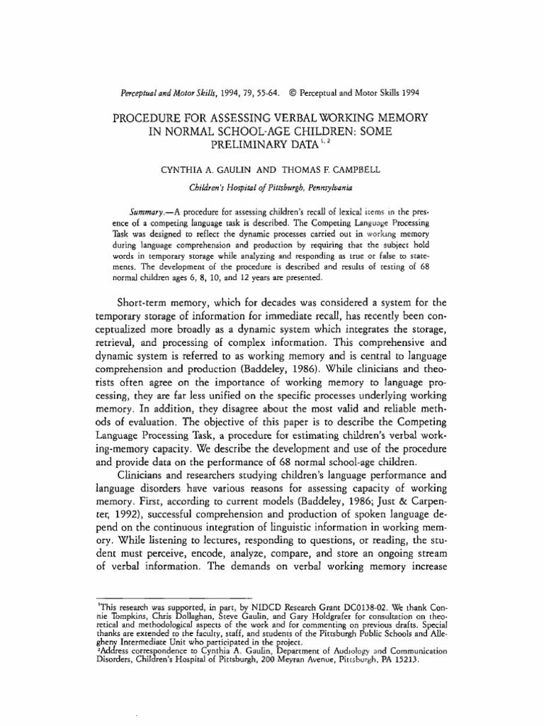 Memory | PDF | Working Memory | Memory