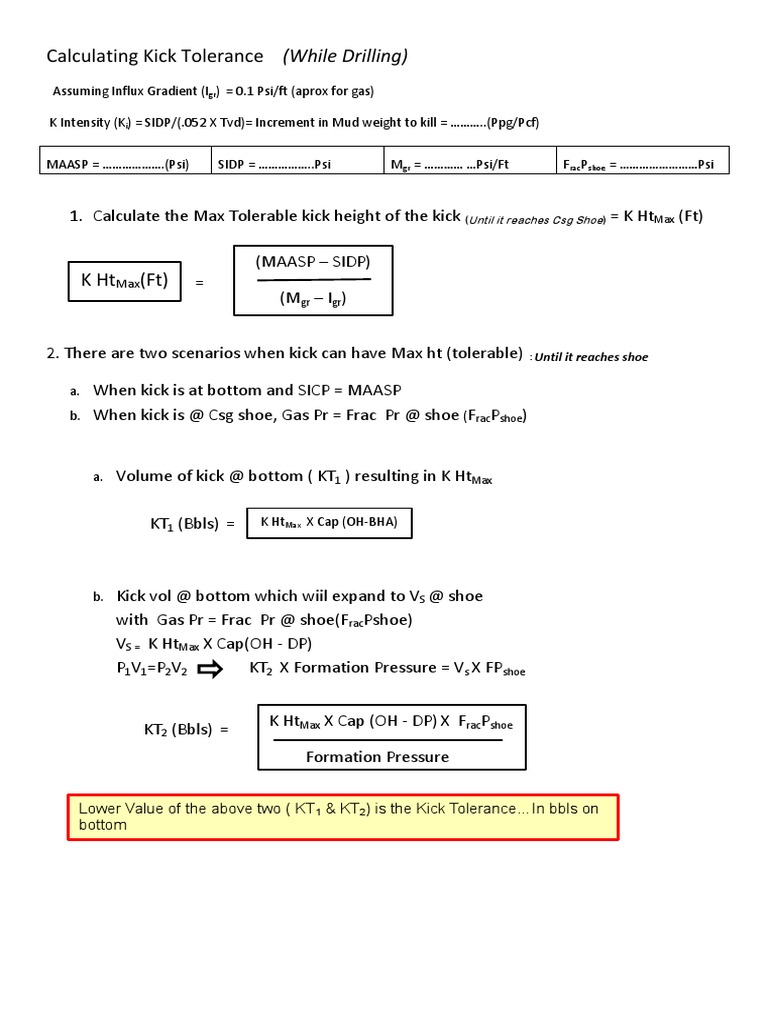 Calculating Kick Tolerance Pdf