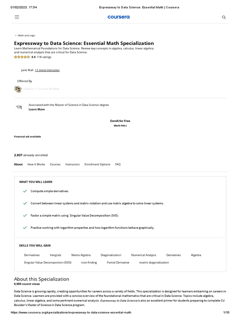 Expressway To Data Science - Essential Math - Coursera | PDF ... Expressway To Data Science - Essential Math - Coursera | PDF ...
