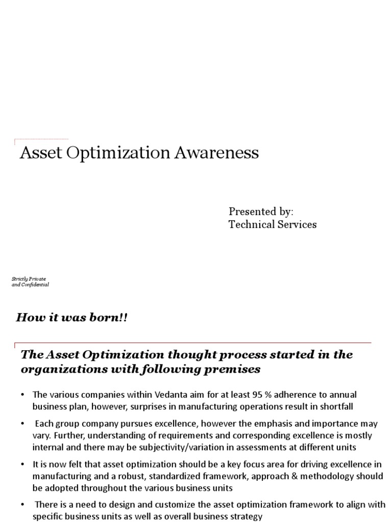 Asset Optimization - Awareness | Download Free PDF | Reliability ...