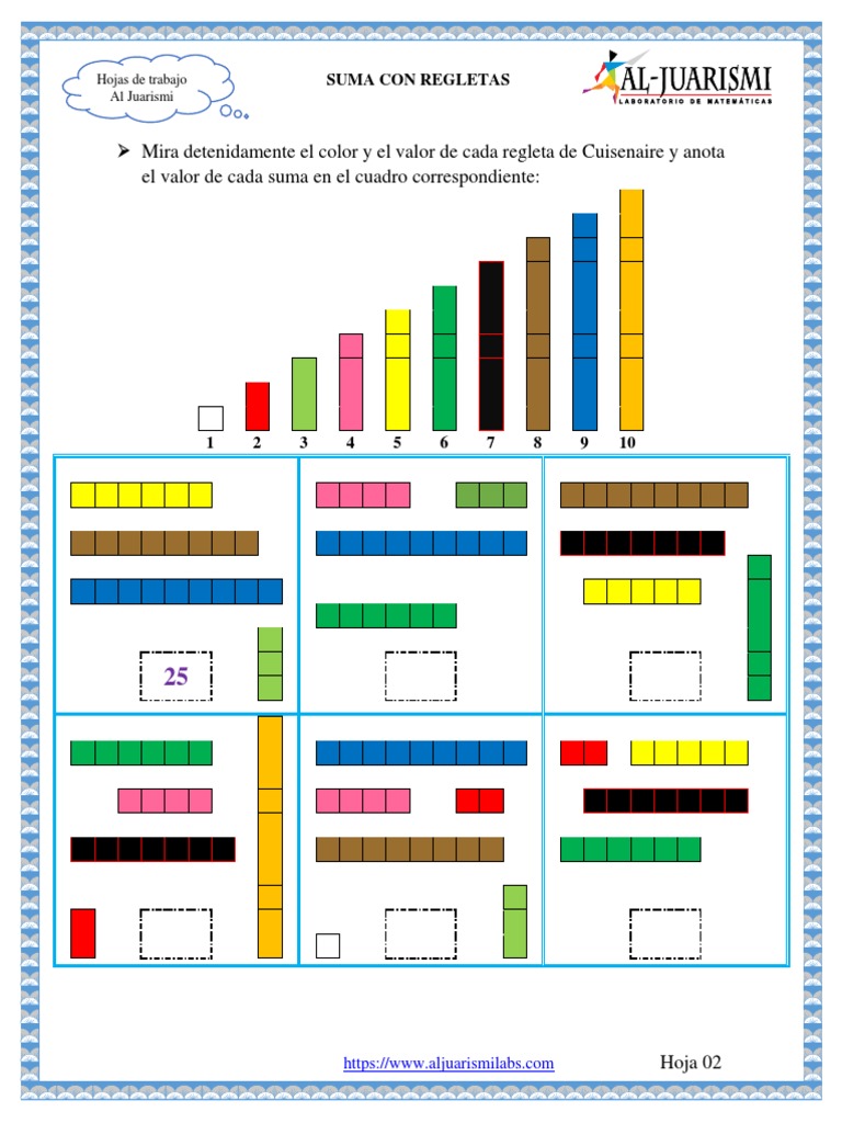 Sumas con Regletas para Niños | PDF