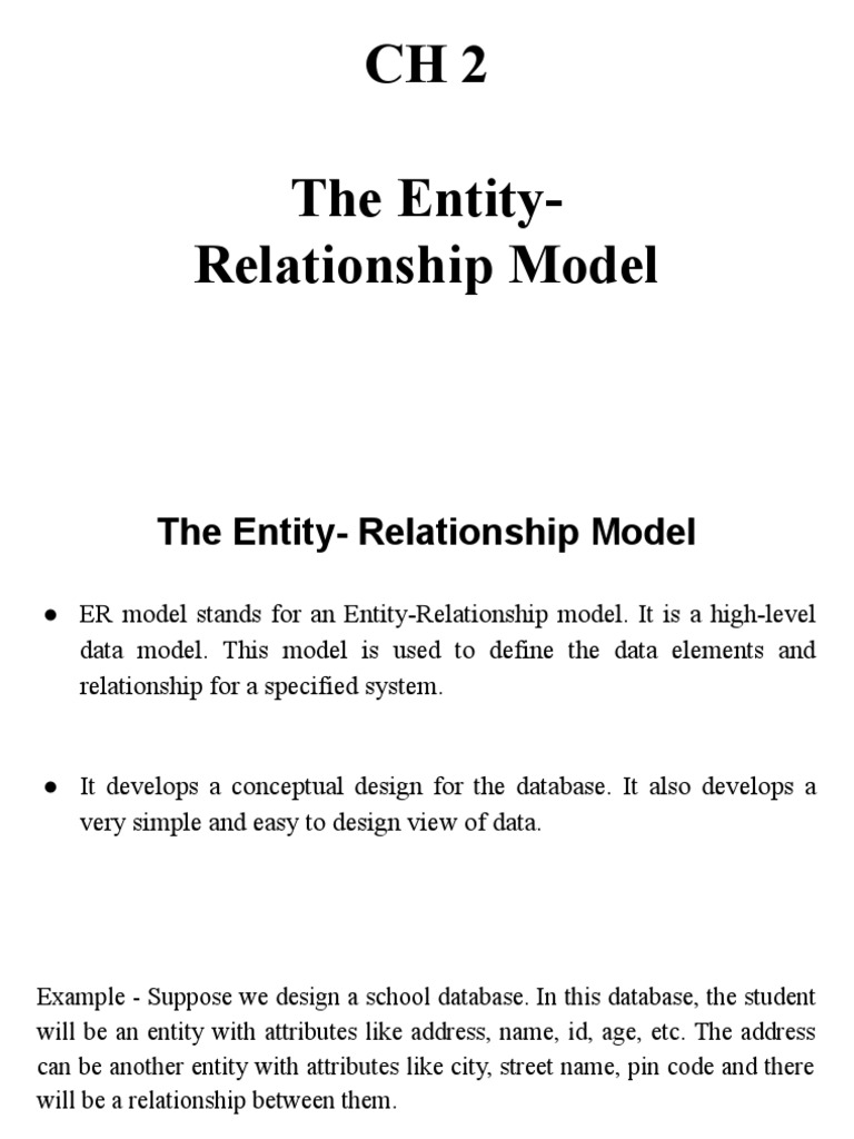 Entity - Relationship Model - CH2 | PDF | Inheritance (Object Oriented Programming) | Relational ...