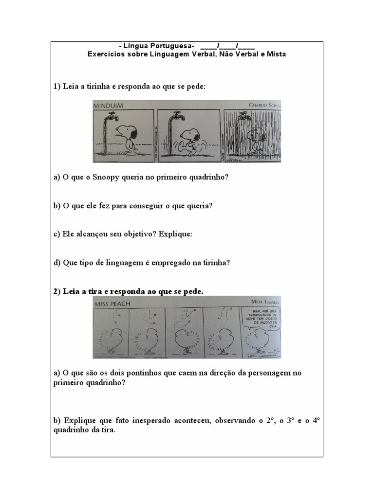 Linguagem Verbal E Não Verbal Aluno Pdf