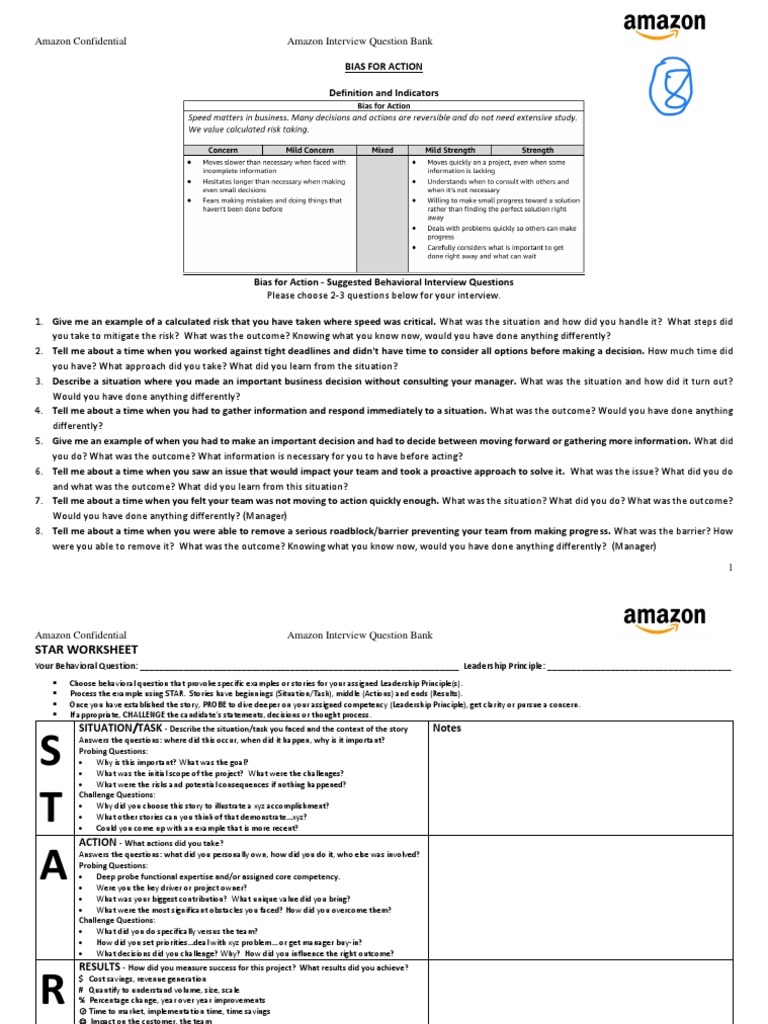 Interview Questions Framework On Amazon Value "Bias For Action" | PDF ...