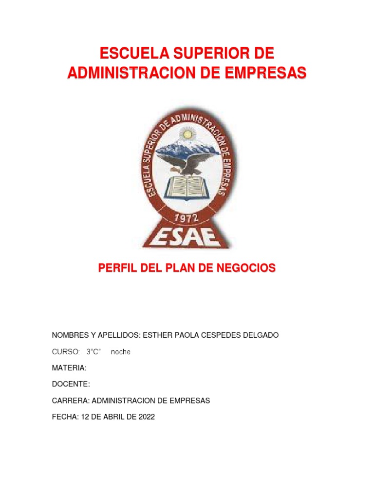 ESCUELA SUPERIOR DE ADMINISTRACION DE EMPRESAS Incubacion de Negocios | PDF