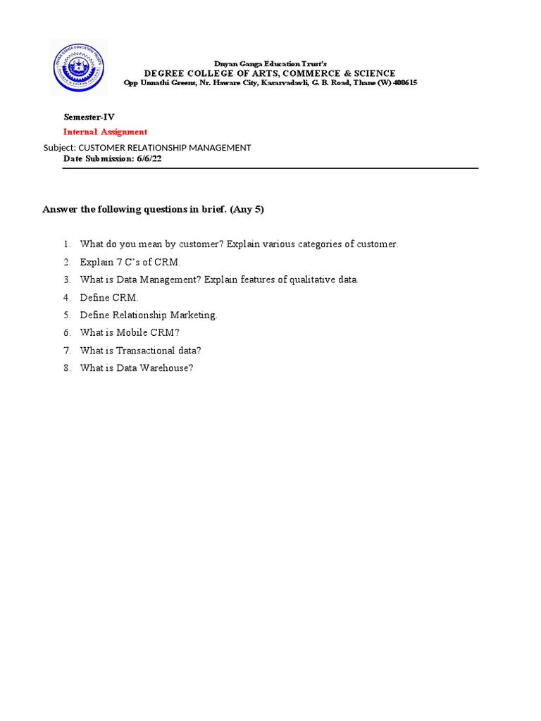 CRM Assignment | PDF