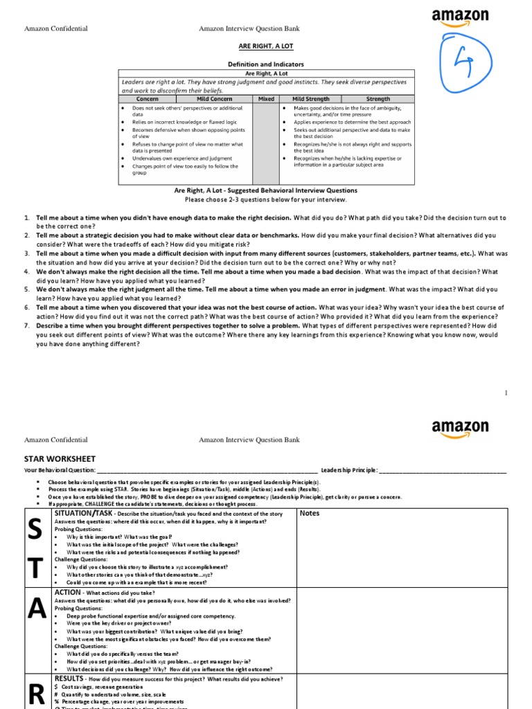 Interview Questions Framework On Amazon Value "Are Right, A Lot" | PDF ...