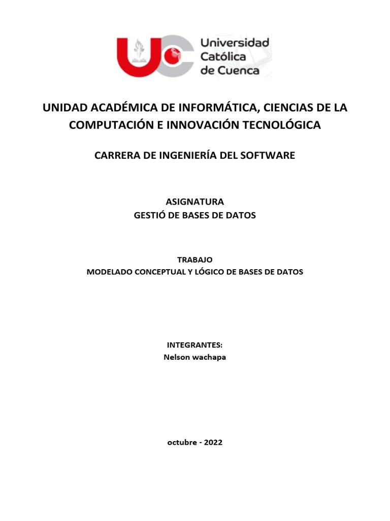 Trabajo 0.1. Modelado Conceptual - Lógico - Nelson | PDF | Hospital ...