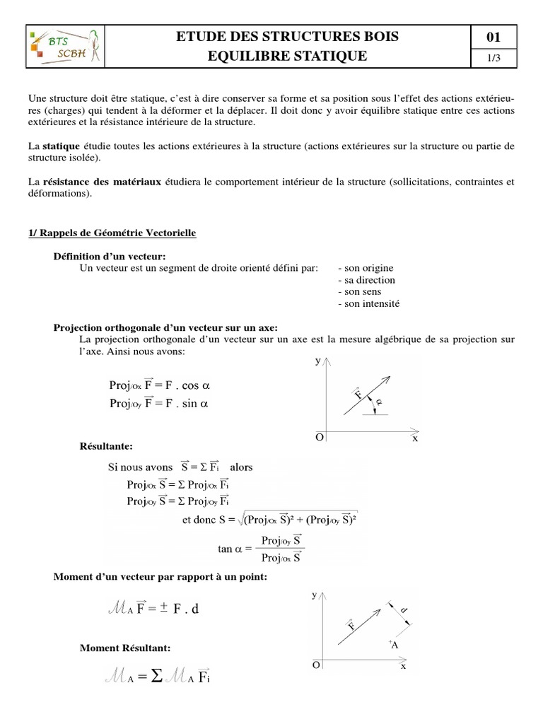 Équilibre statique des structures bois | PDF | Obliger | Moment d'une force