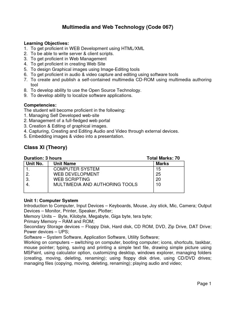 Multimedia Syllabus (2007) | PDF