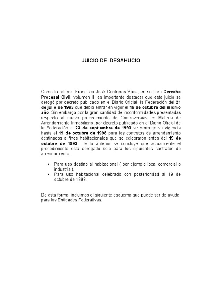 Etapas del Juicio de Desahucio | PDF | Sentencia (ley) | Desalojo