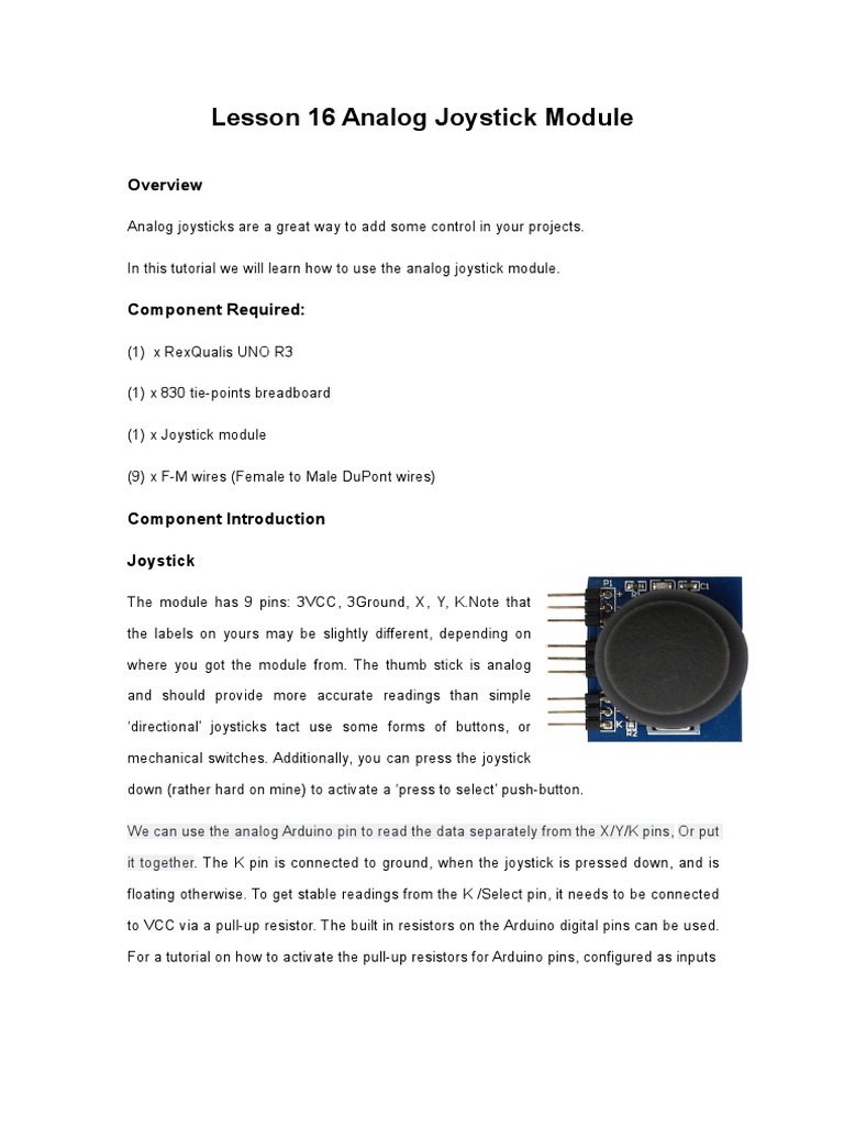 Lesson 16 Analog Joystick Module | PDF
