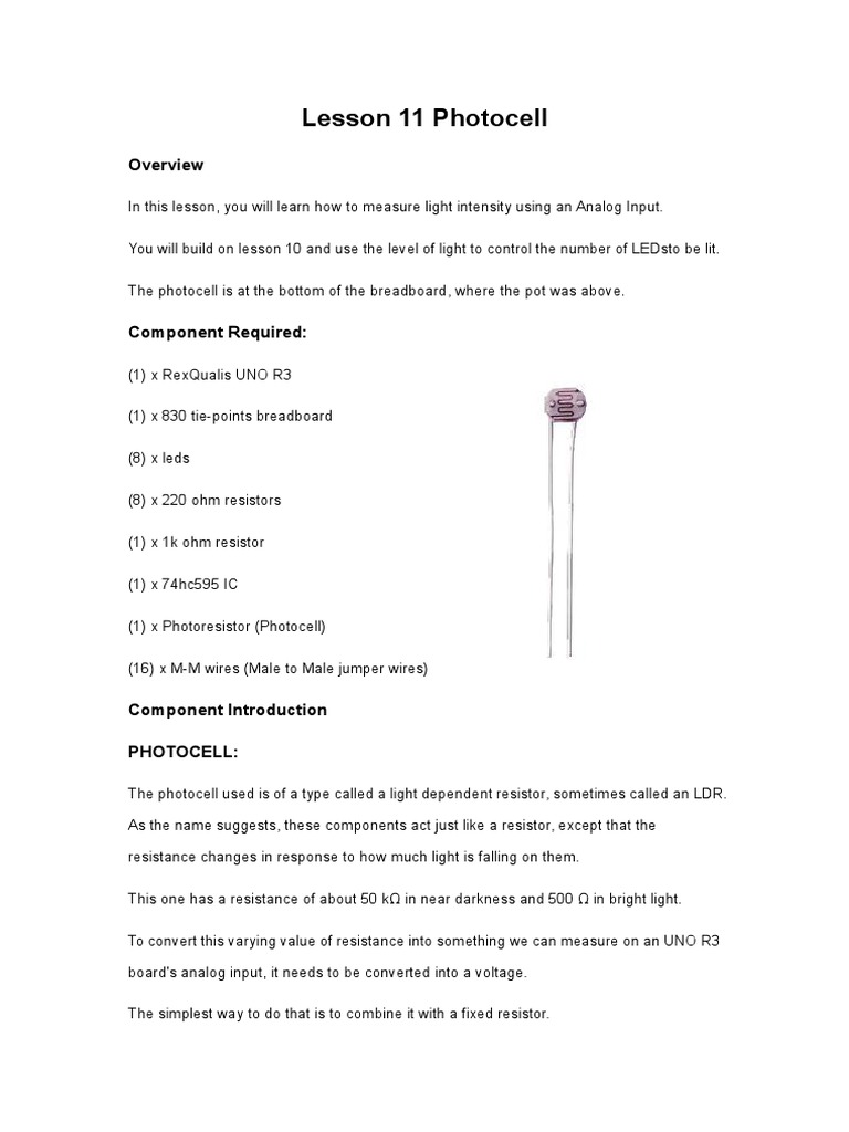 Lesson 11 Photocell | PDF | Electrical Resistance And Conductance ...