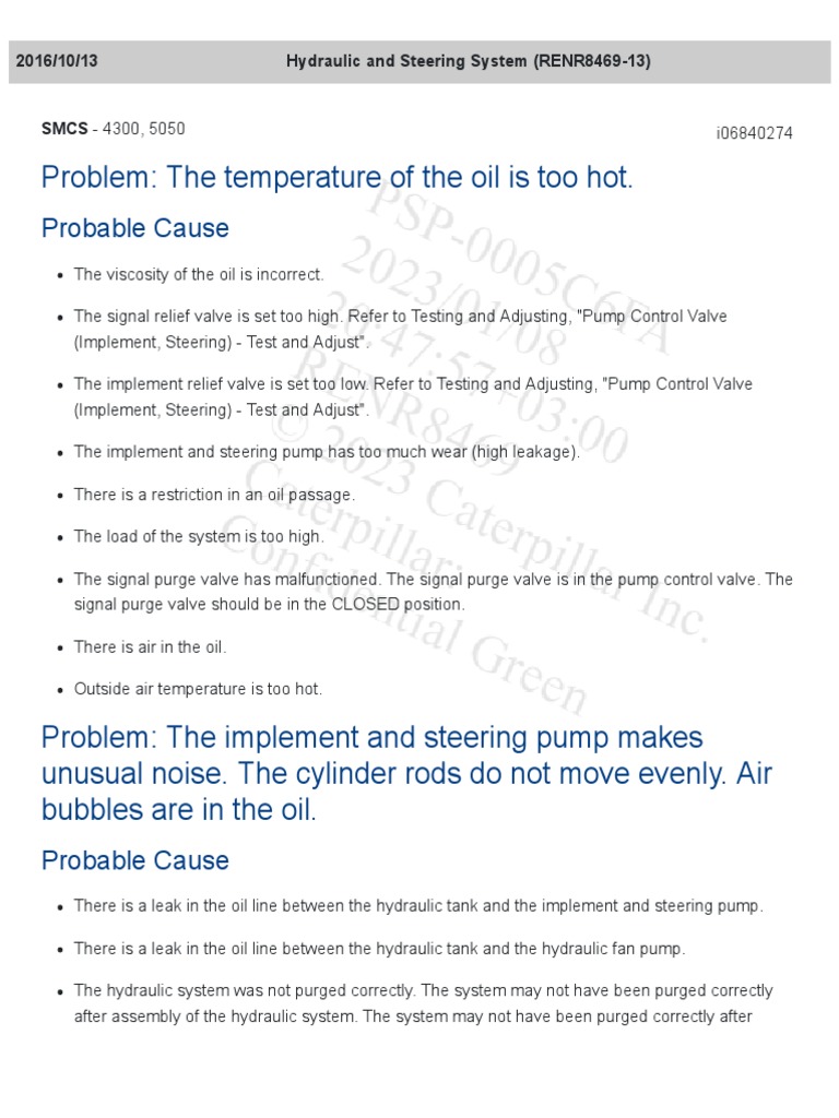 160m Hyd Troubleshoot | PDF | Valve | Pump