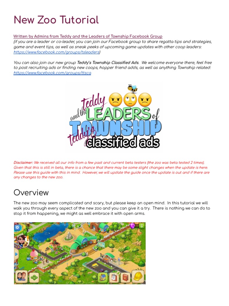 New Zoo Tutorial - Teddy and The Leaders of Township & Classified Ads Facebook Groups | Download ...